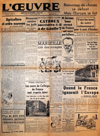 Journaux français disponibles pour la date du 02 octobre 1940