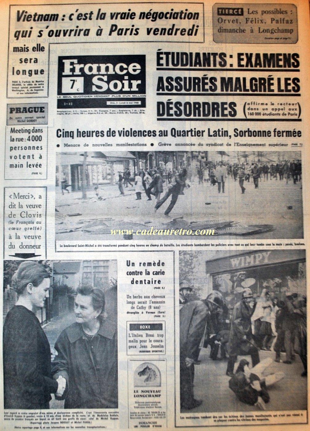 Les événements de mai 1968 en France - revue de presse du 5 mai 1968